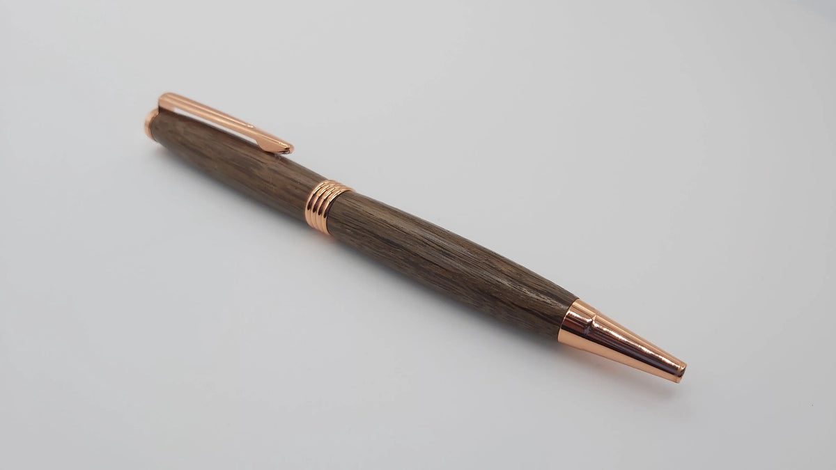 Ballpoint pen in Ancient English Bog Oak c3300 BC - DevonPens