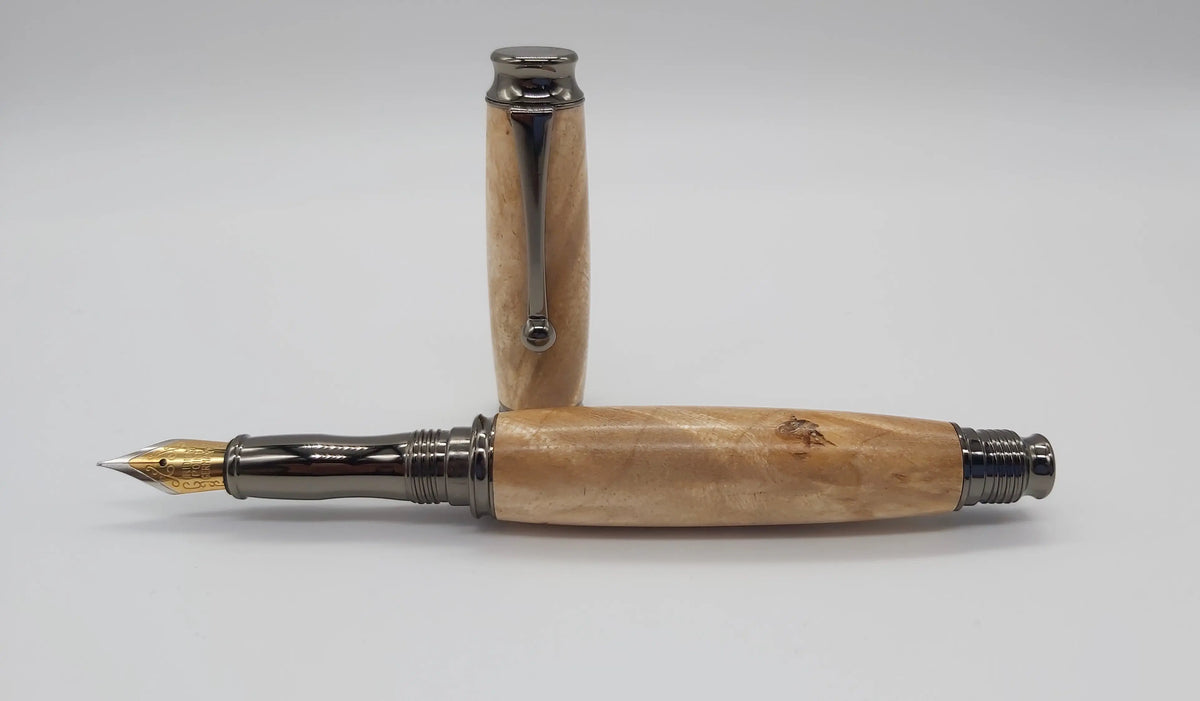 Birch burr Fountain pen- Handmade in Devon – DevonPens